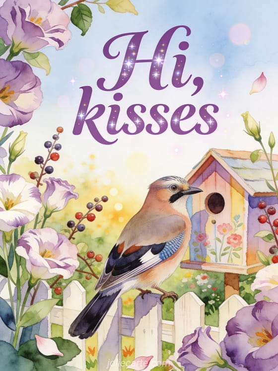 hi kisses gif - Free greeting card 🐦 - JolieCarte