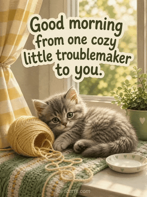 good morning cat - Free card 🐱 - JolieCarte