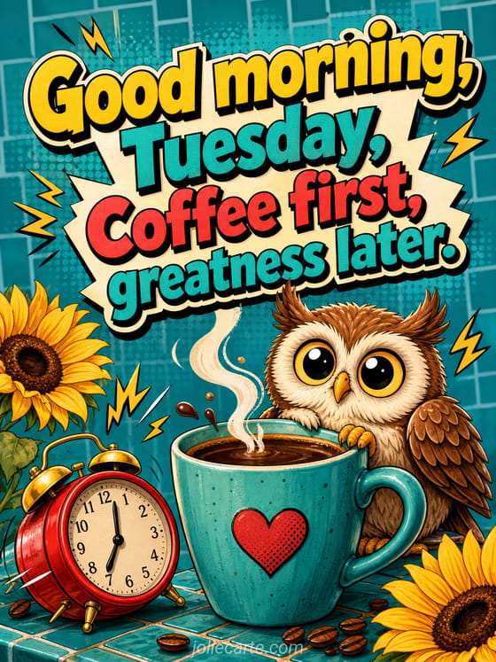 funny inspirational good morning tuesday - Free 😄 - JolieCarte