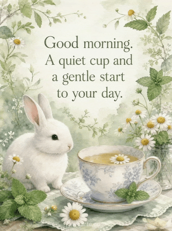 good morning with tea - Free image 🍵 - JolieCarte