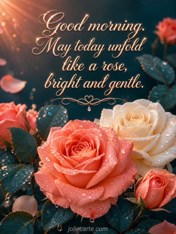 good morning with roses - Free card 🌹 - JolieCarte