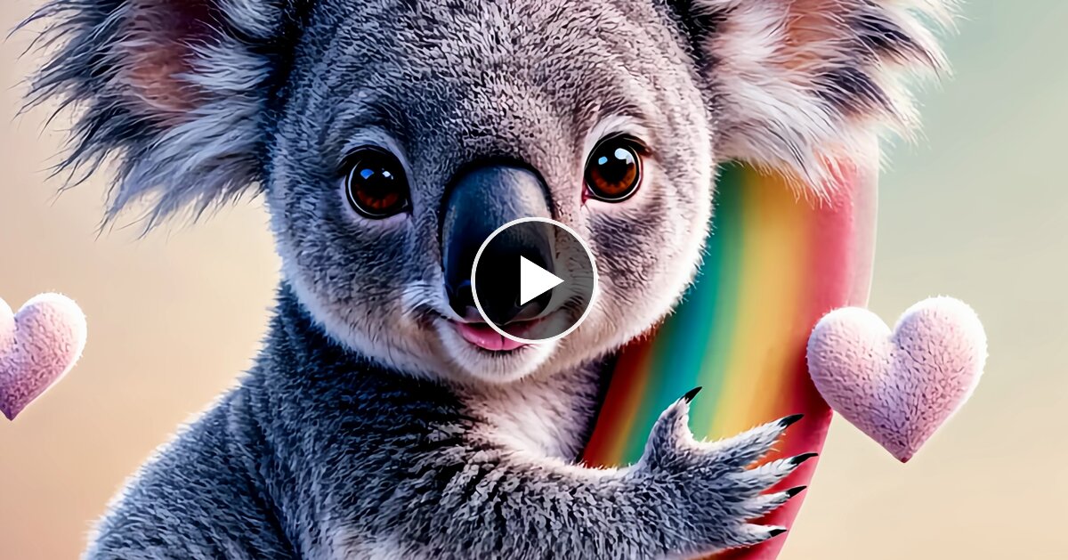 Carte de Félicitations Mignonne avec Koala et Arc-en-ciel - JolieCarte