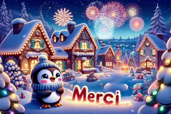 Merci Noël - Carte de Remerciement Hivernale et Mignonne - JolieCarte