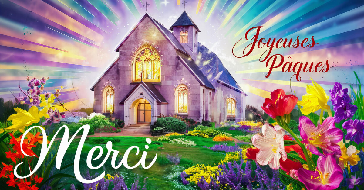 Joyeuses Pâques Religieuse - Carte Virtuelle avec Église - JolieCarte