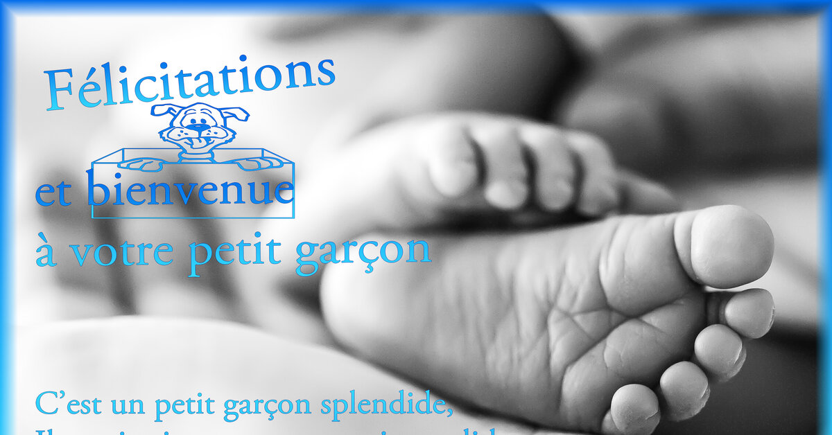 Carte Félicitations Naissance Garçon | Bienvenue au bébé - JolieCarte