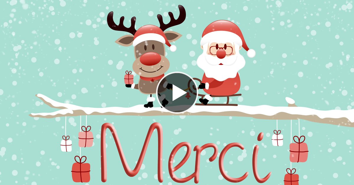 Carte Remerciements Noël | Père Noël Mignon | Merci - JolieCarte