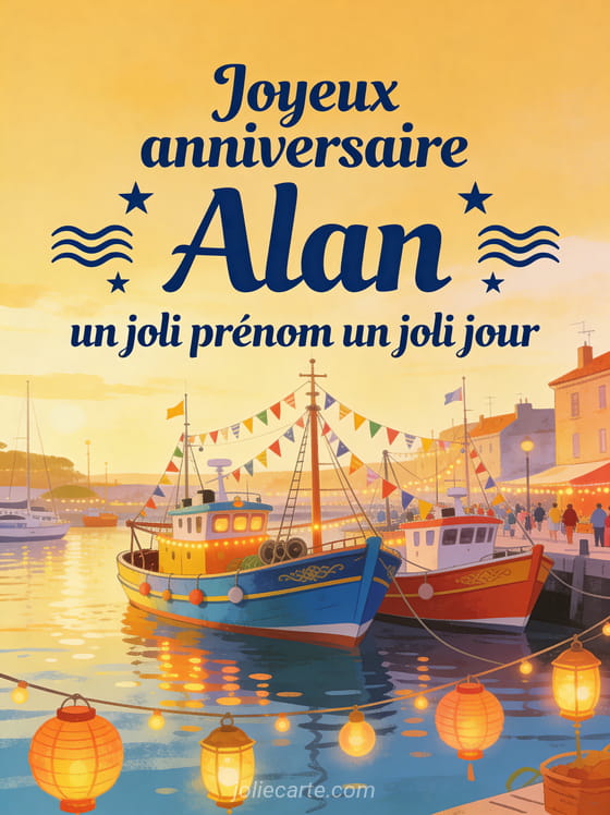 Carte gratuite Joyeux anniversaire Alan 🎉 - JolieCarte